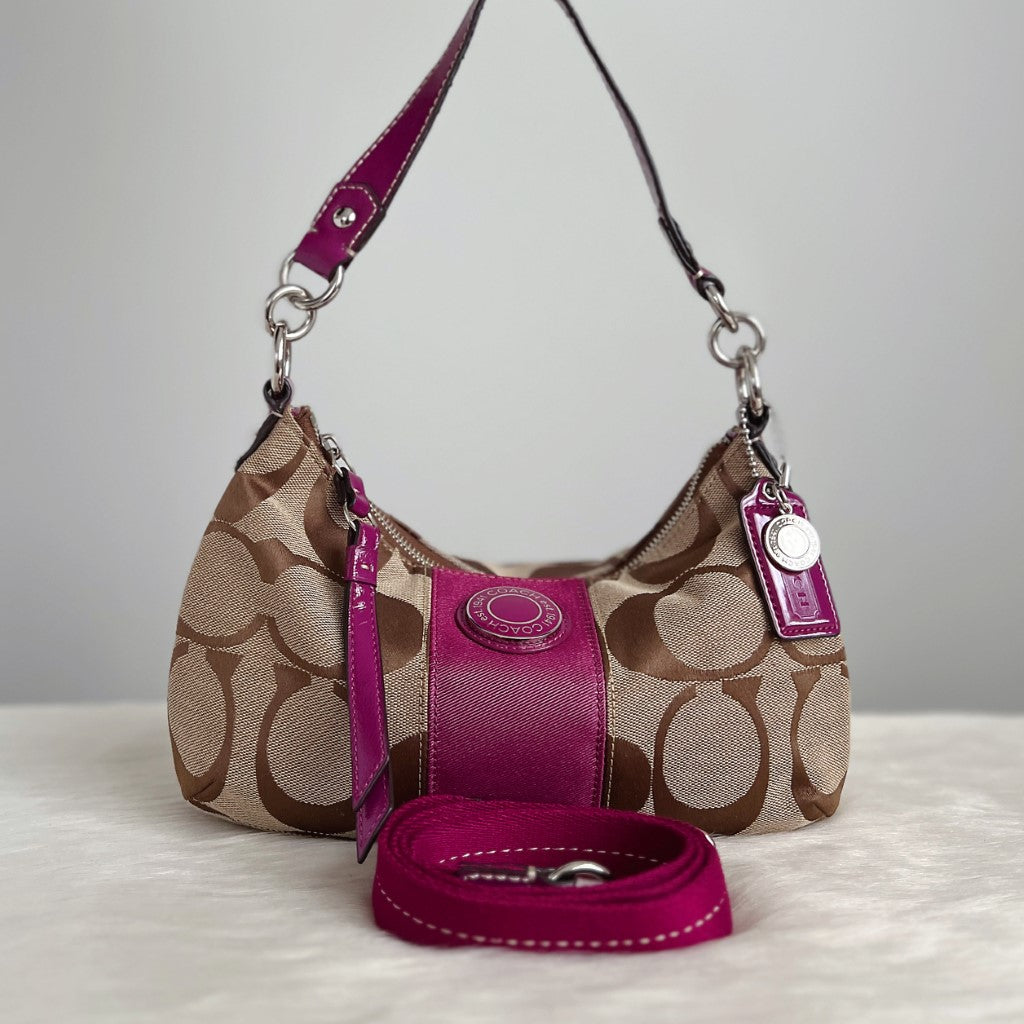 Coach Signature Monogram Front Logo 2 Way Shoulder Bag