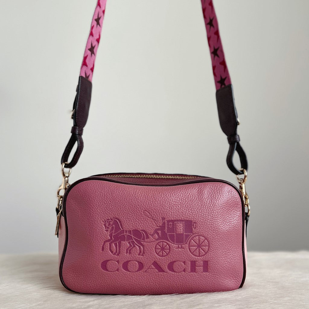 Coach Two Tone Leather Double Compartment Crossbody Shoulder Bag Excel