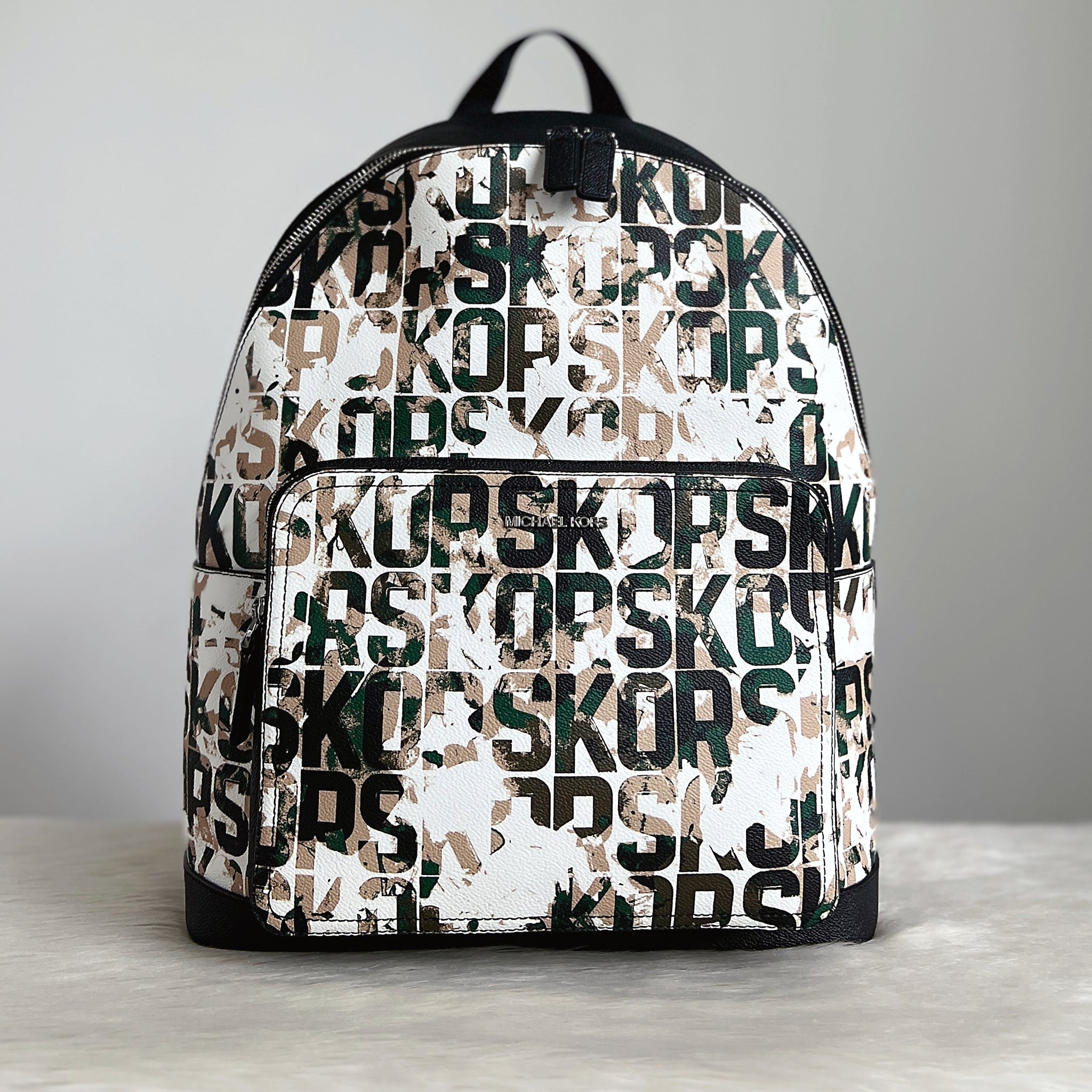 Michael Kors Saffiano Leather MK Pattern Large Backpack Like New