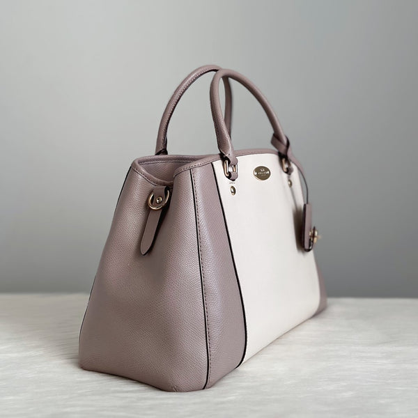 Coach Two Tone Leather Triple Compartment 2 Way Shoulder Bag Excellent