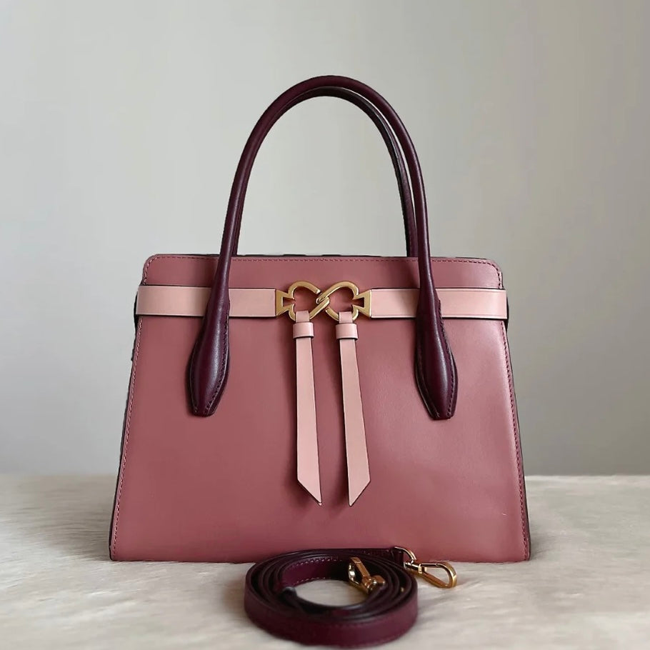 Kate Spade Tri-Tone Leather Front Bow Detail 2 Way Shoulder Bag Like N